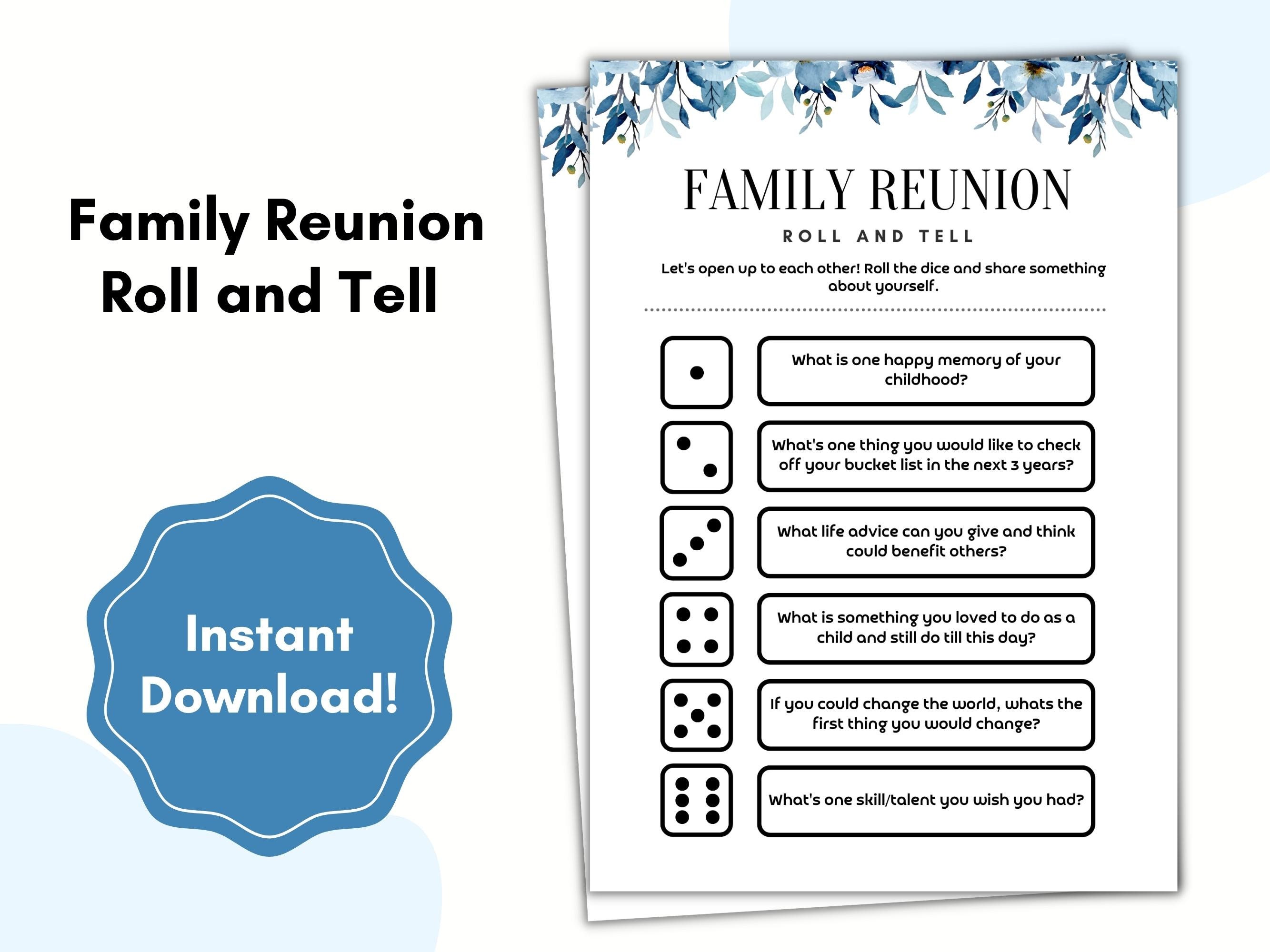 Roll and Tell, Dicebreaker, Dice Game, Family Reunion Game, Dinner ...