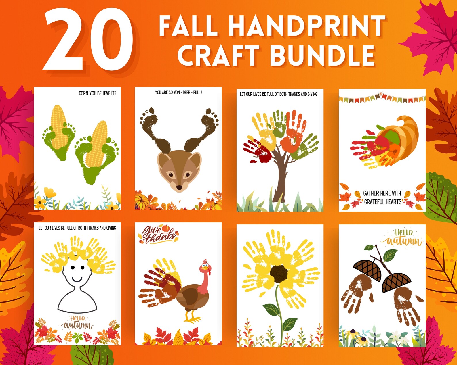 Thanksgiving Handprint Footprint Craft Bundle Fall Footprint - Etsy