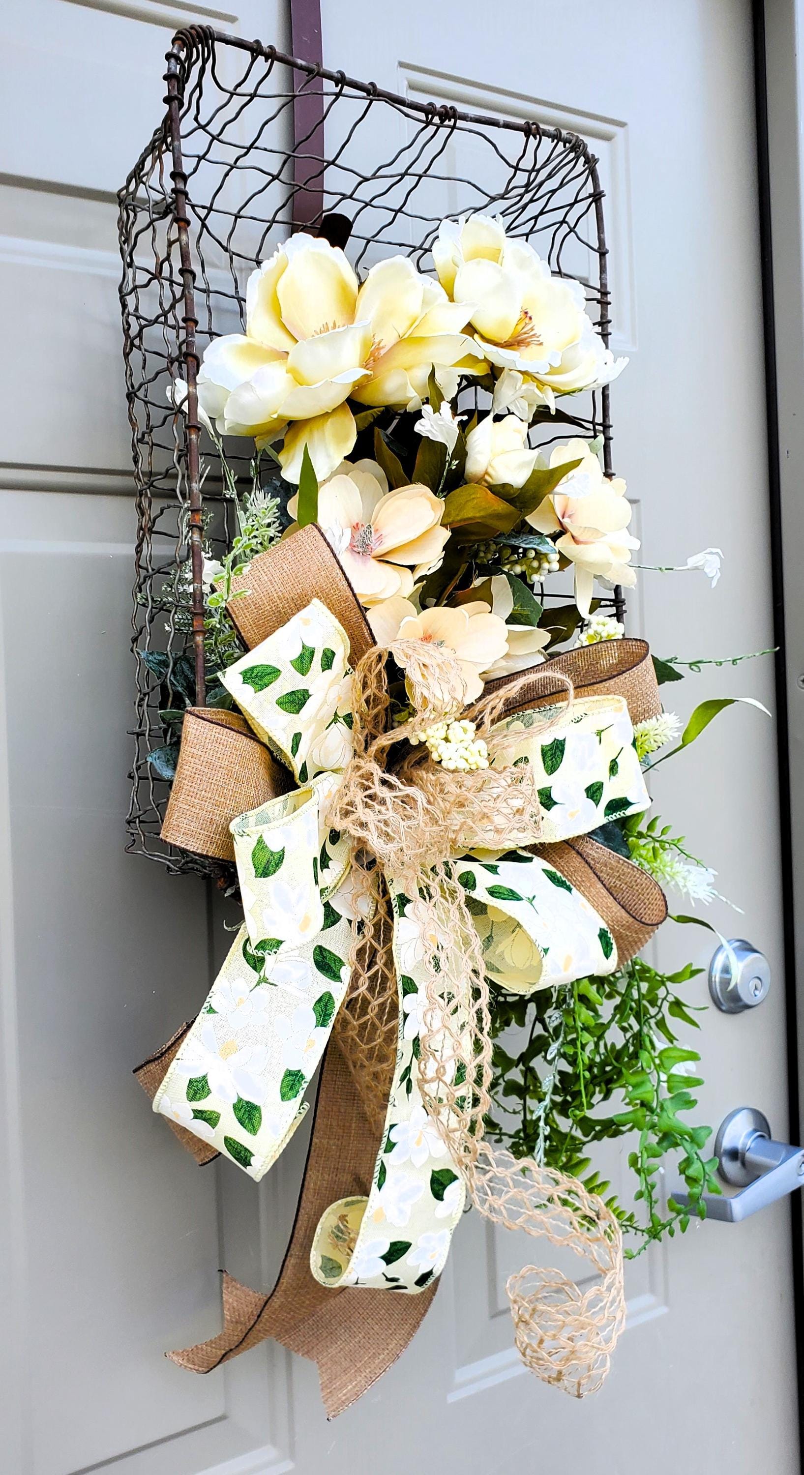 Rustic Magnolia Basket Arrangement – Handmade Door Decor - Etsy