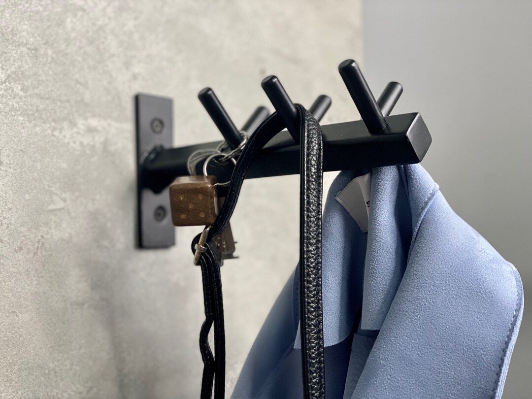 Metal Wall Mount Coat Rack: Entryway Key Holder & Laundry Valet - Etsy