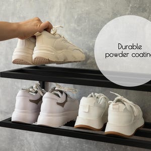 2 Tier Shoe Rack Industrial Metal Shoe Shelf for Hallway Decor Wall ...