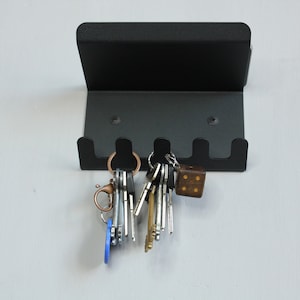 Wall Mounted Metal Key Holder With Shelf: Modern Industrial Coat Rack ...