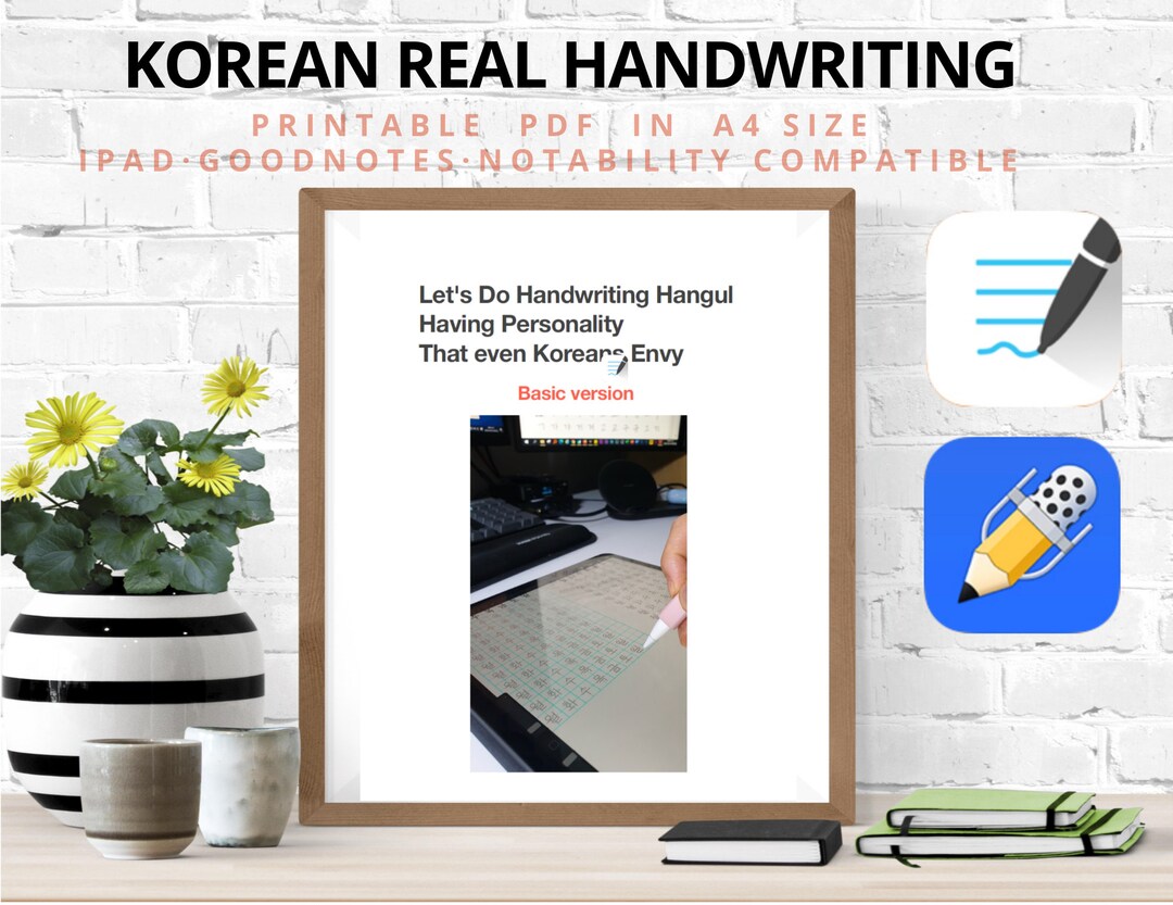 Korean Writing Hangul Real Handwriting Worksheet Not PC Font Compatible ...