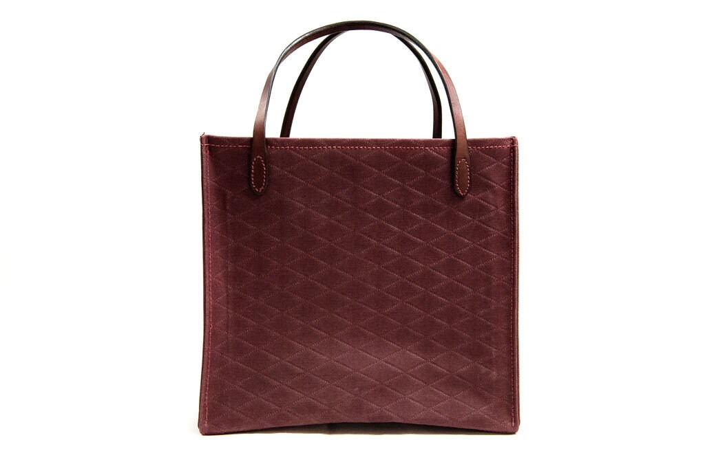 Canvas and Leather Tote Bag in Earth Red - Etsy