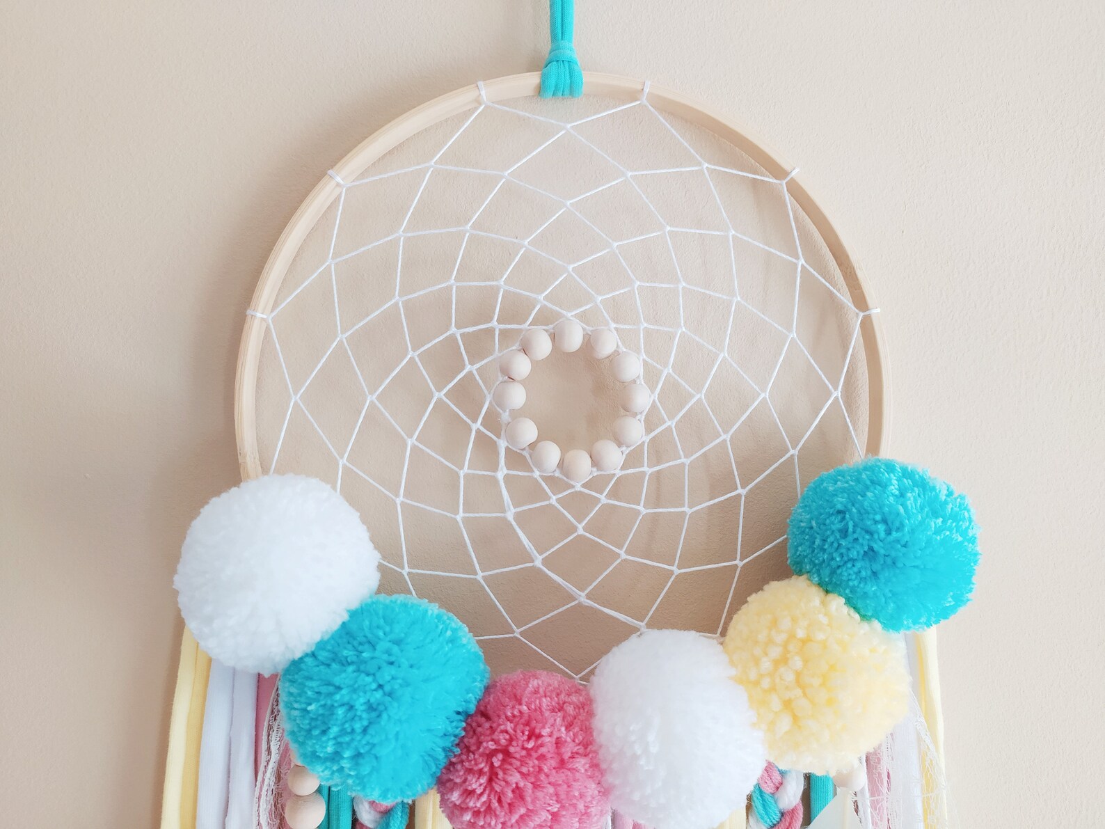 COLORFUL NURSERY DREAM Catcher, Blue Pink Baby Dream Catcher, Children ...