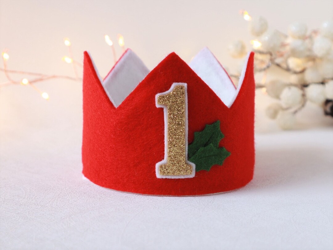 Christmas Birthday Crown. First Birthday Boy, Girl Party Hat. Santa ...