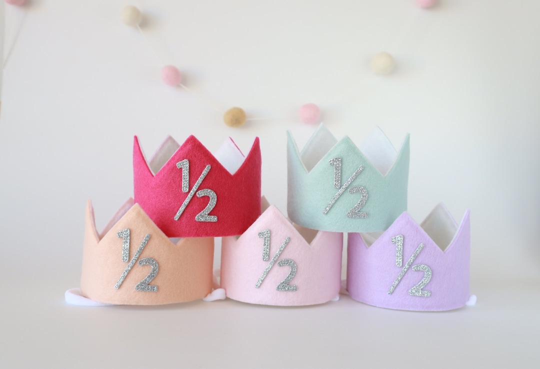 Half Birthday Crown for a 6-month Baby Milestone. Halfway to One Pastel ...