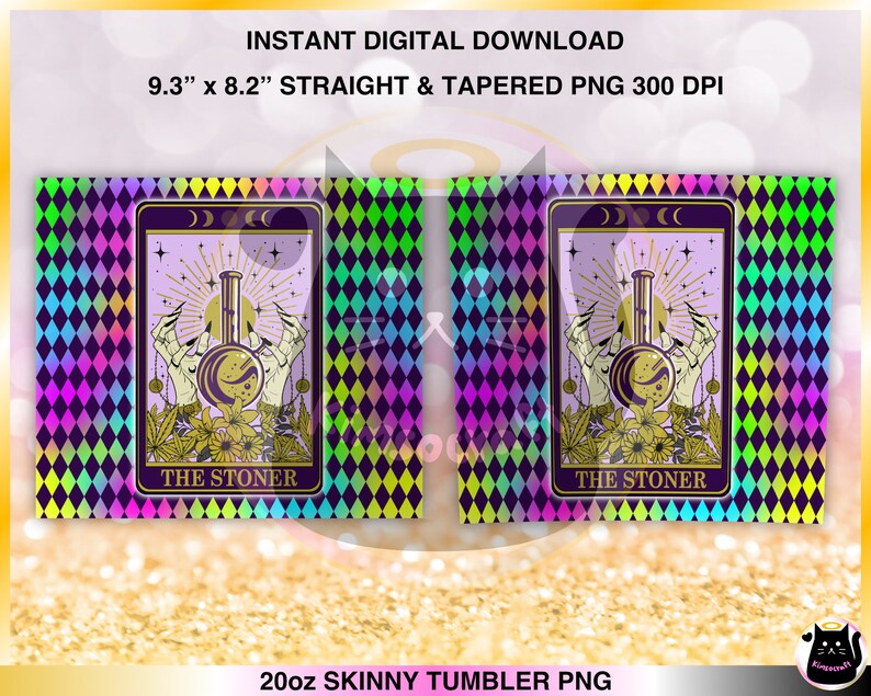 20oz Skinny Tumbler the Stoner Tarot Card, Celestial Cannabis Mystic ...