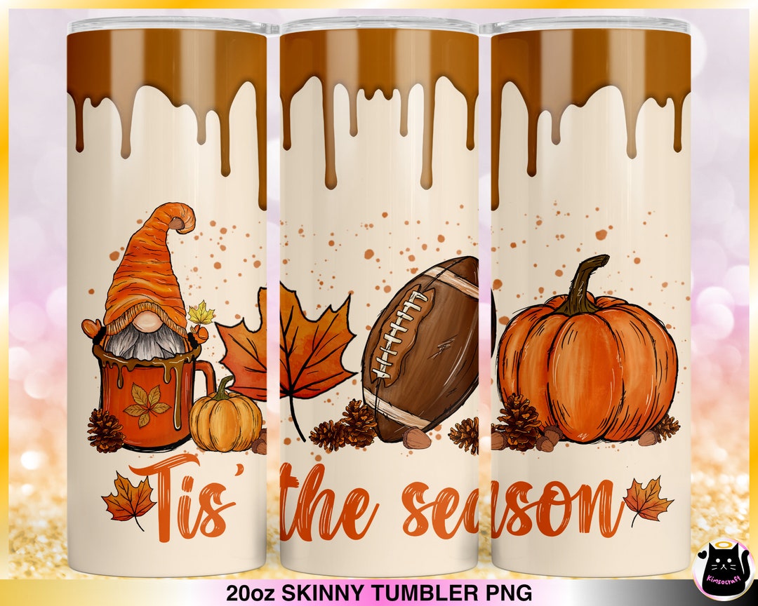 20oz Skinny Tumbler Retro Thanksgiving Dripping Happy Fall Gnome Mug ...