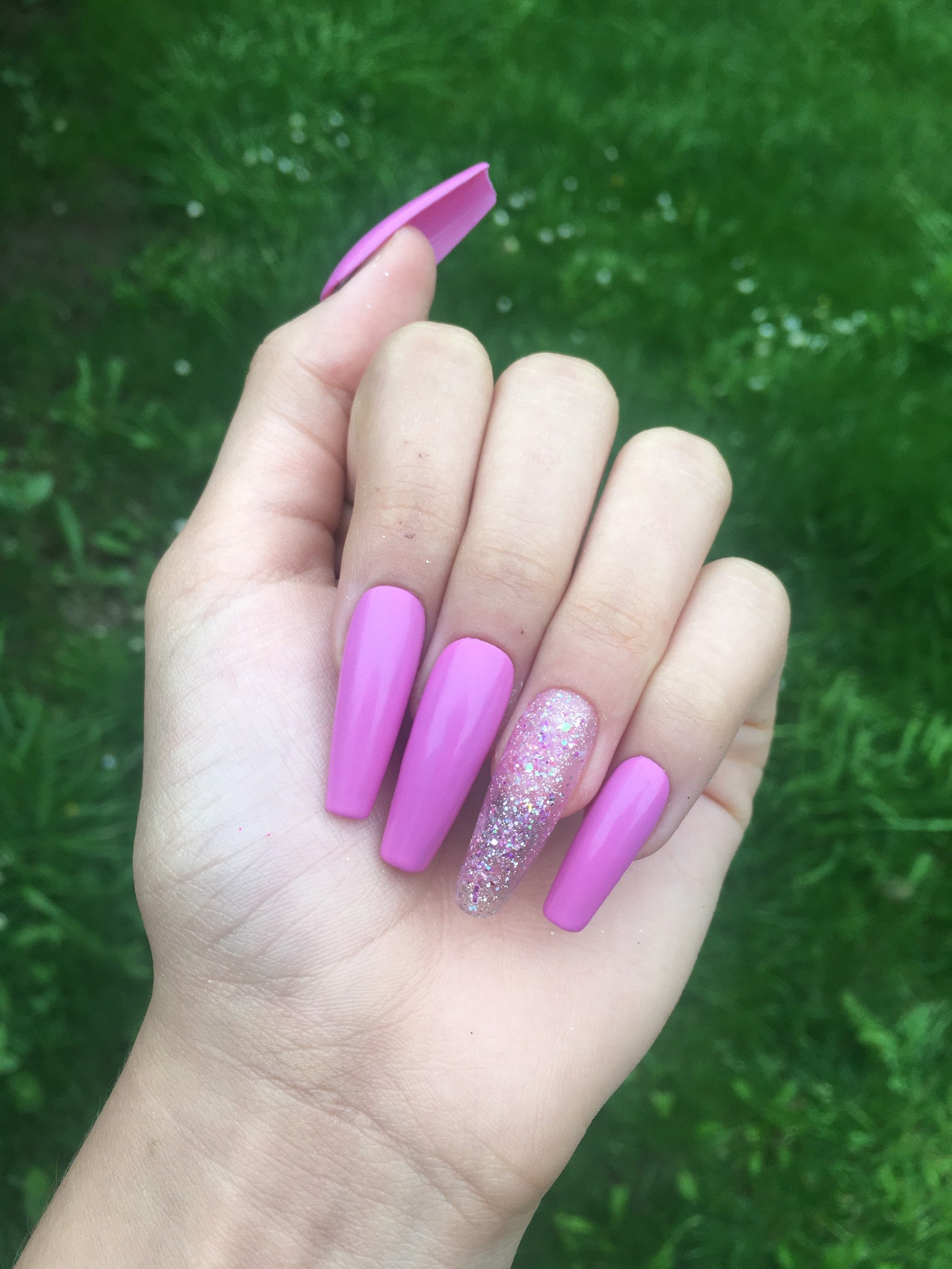 Purple Press On Nails Glitter See Through Luxurious Good Etsy