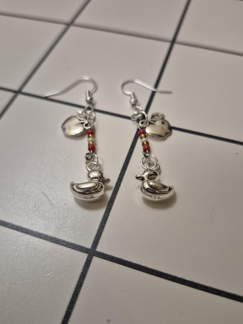 Ruler of Hell Apple and Duck Beaded Earrings, Hazbin Hotel Inspired ...