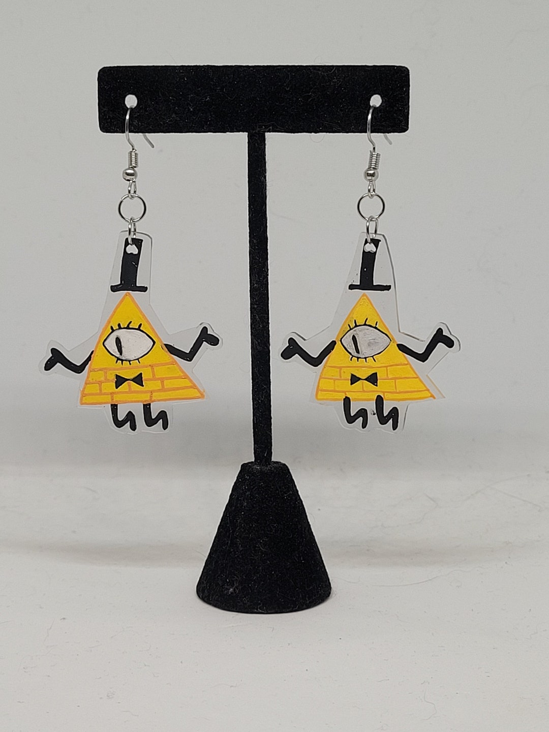 Bill Cipher Pyramid Dangle Earrings, Gravity Falls Inspired Statement ...