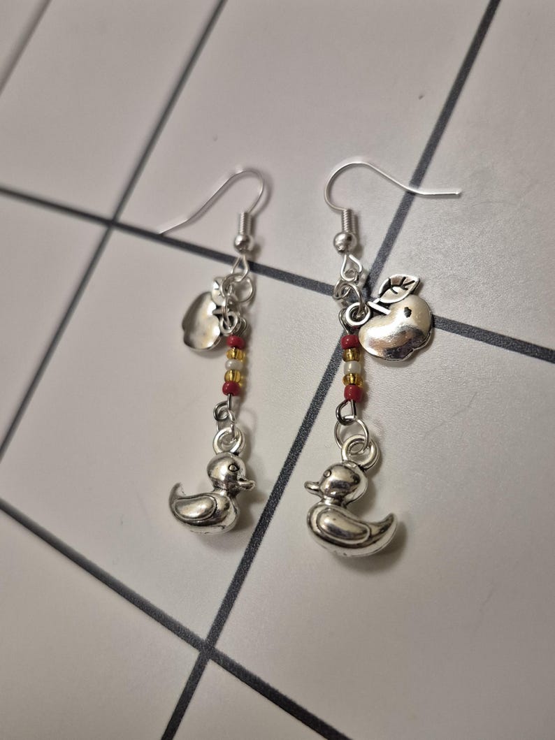 Ruler of Hell Apple and Duck Beaded Earrings, Hazbin Hotel Inspired ...