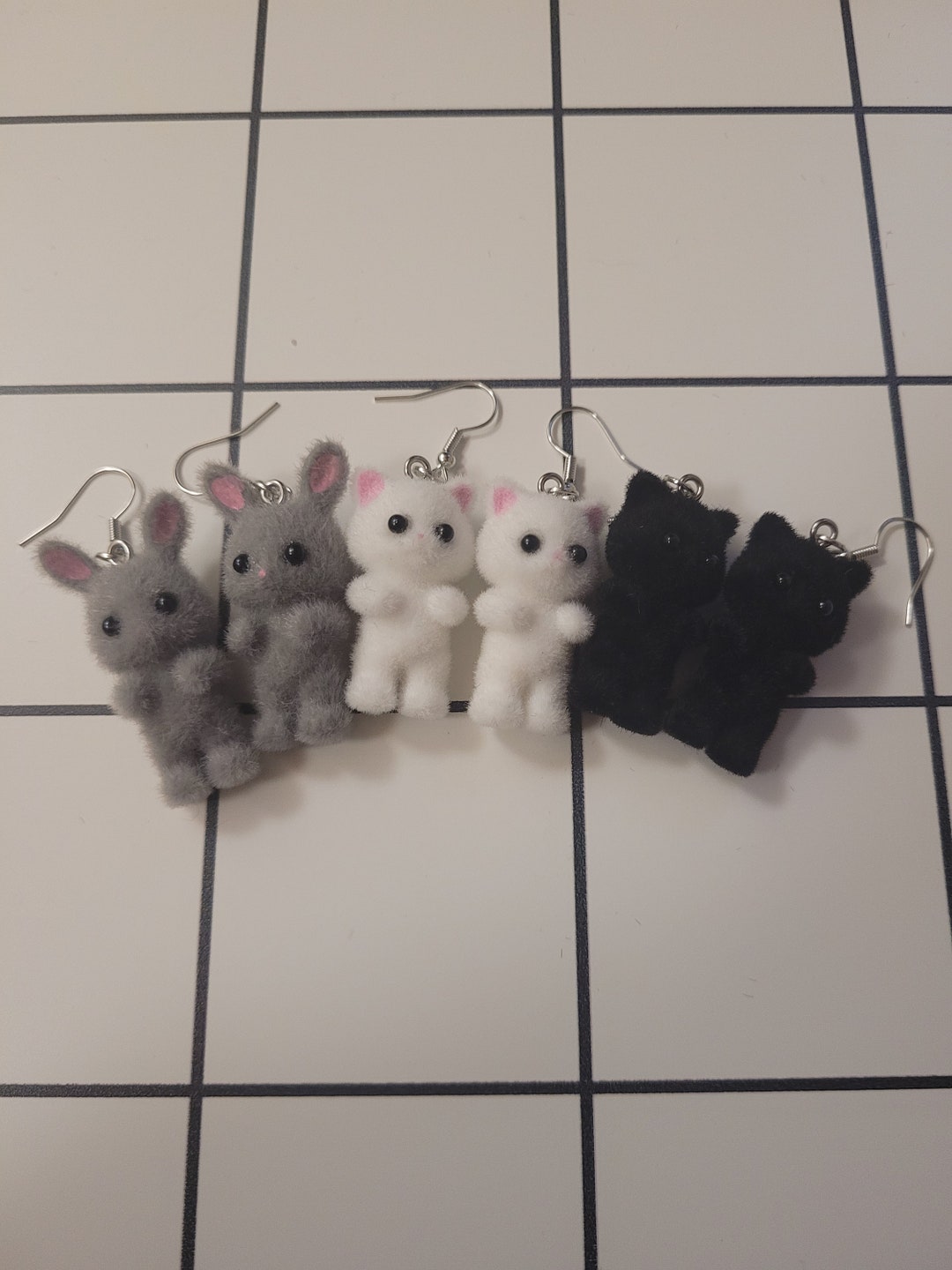 Fuzzy Stuffed Animal Dangle Earrings, Quirky Statement Jewelry, Kidcore ...