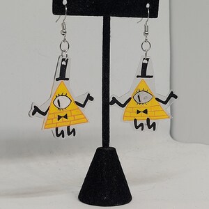 Bill Cipher Pyramid Dangle Earrings, Gravity Falls Inspired Statement ...