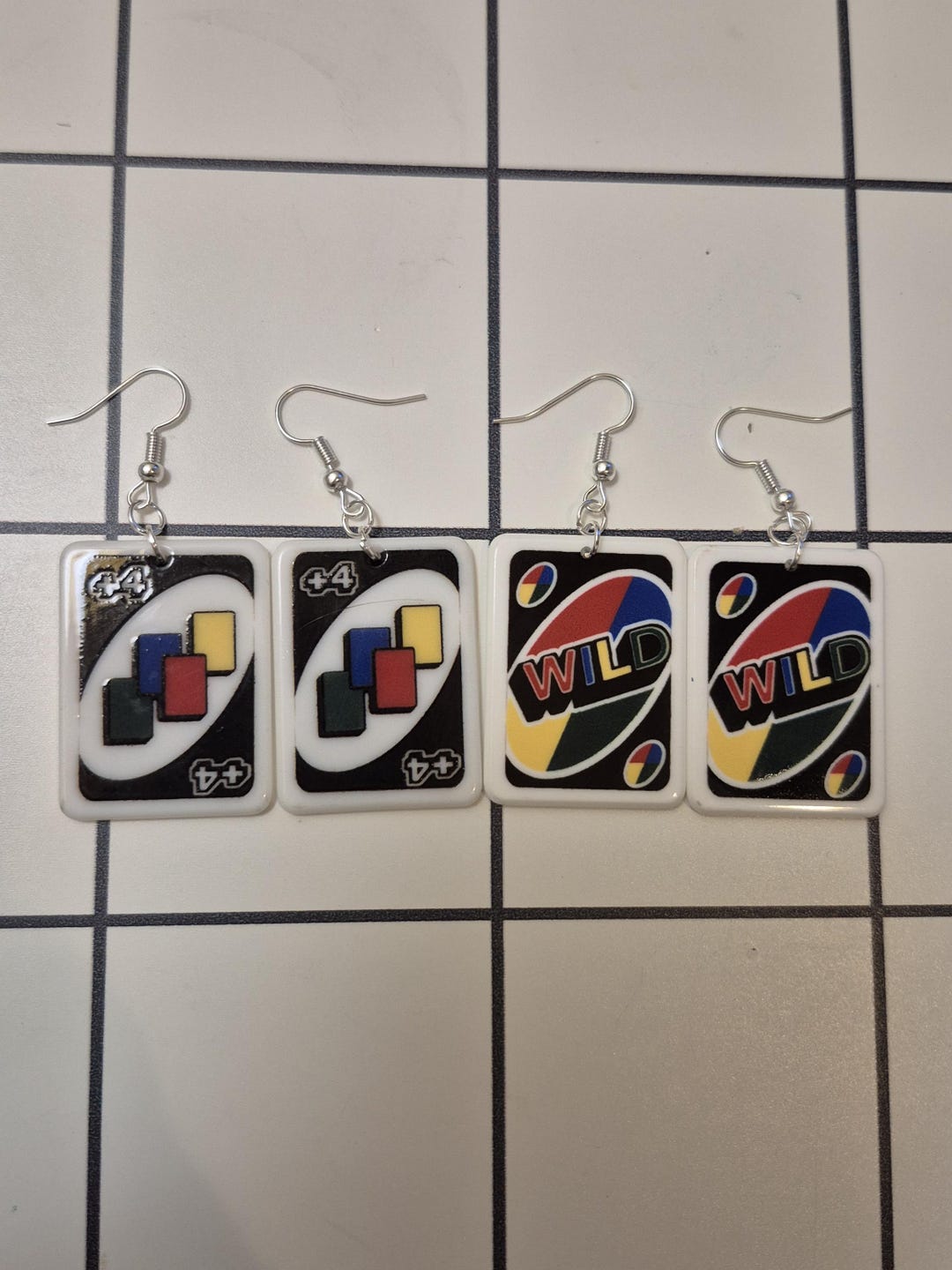 Uno Card Dangle Earrings, Game Lover Jewelry, Playful Accessories ...
