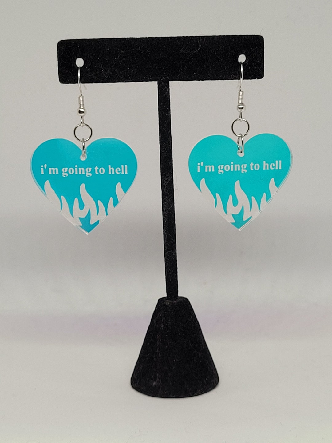 Iridescent I'm Going to Hell Dangle Earrings, Quirky Statement Jewelry ...