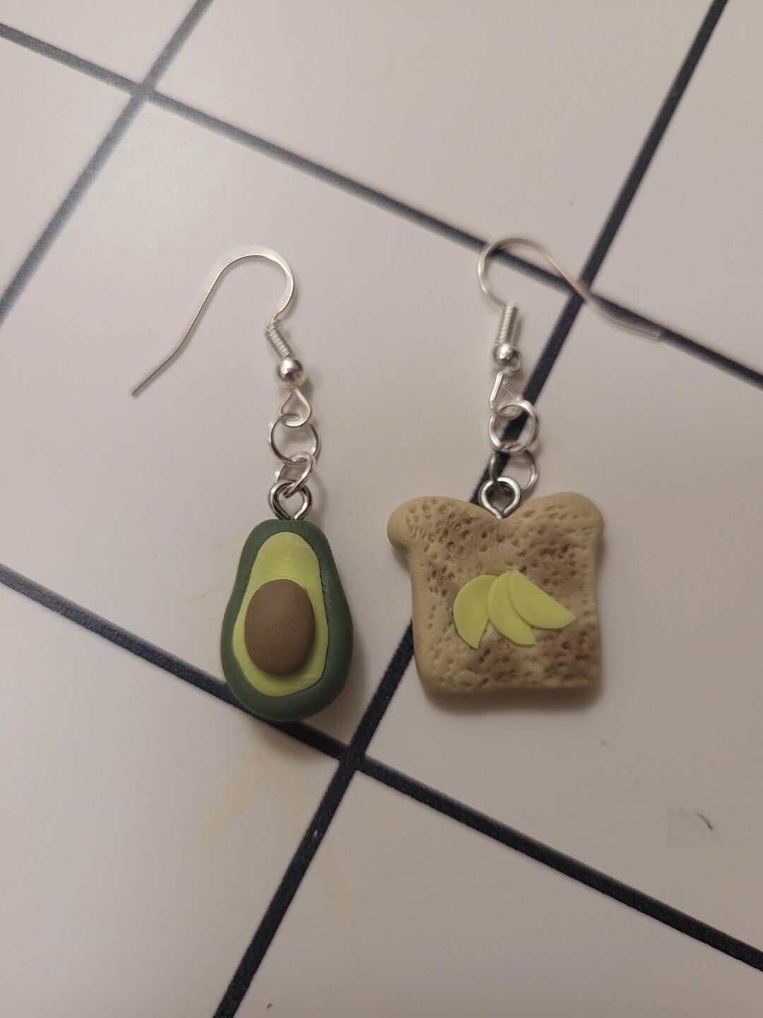 Avocado Toast Dangle Earrings, Mismatched Food Jewelry, Quirky ...