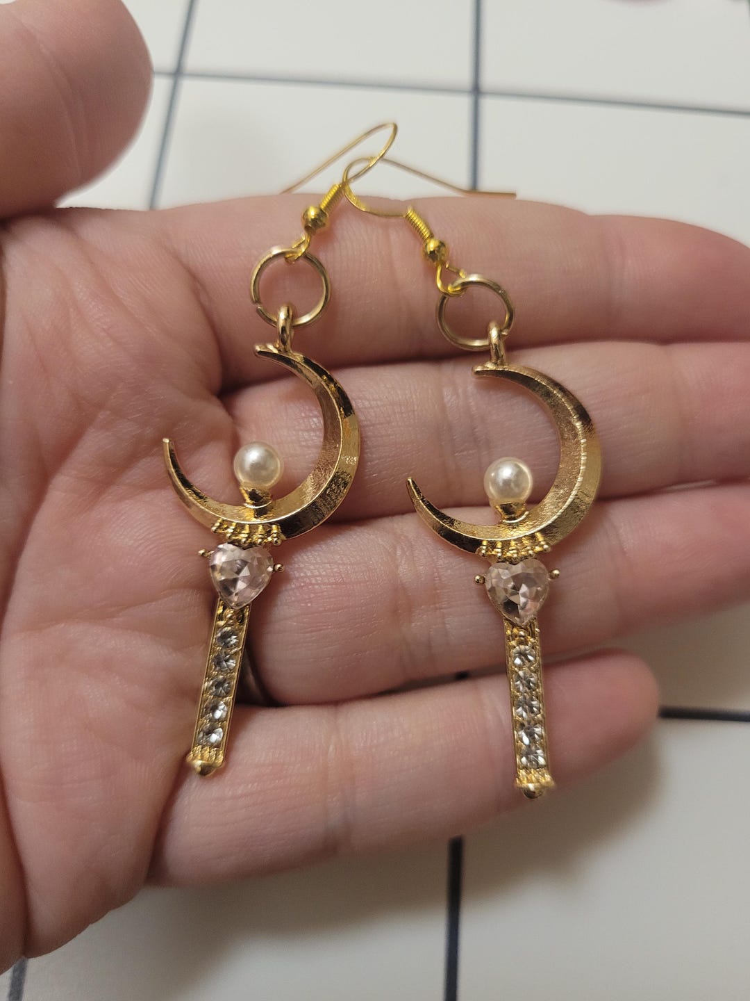 Gold Moon Scepter Dangle Earrings | Sailor Moon Inspired Jewelry ...