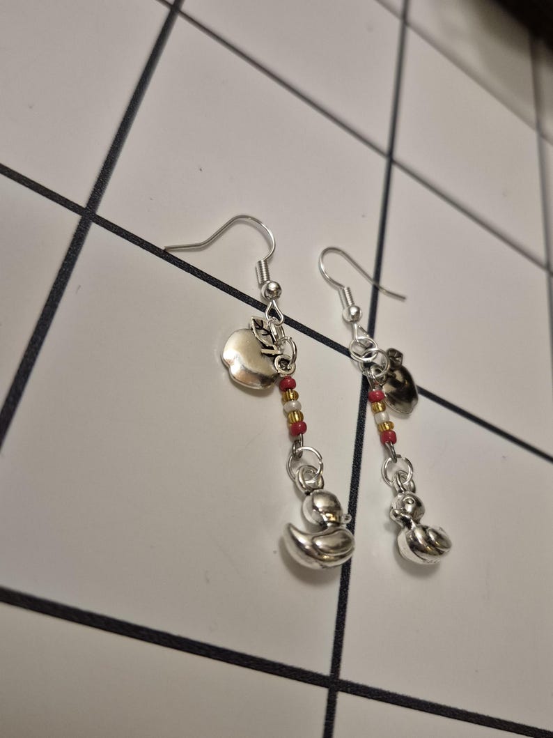 Ruler of Hell Apple and Duck Beaded Earrings, Hazbin Hotel Inspired ...
