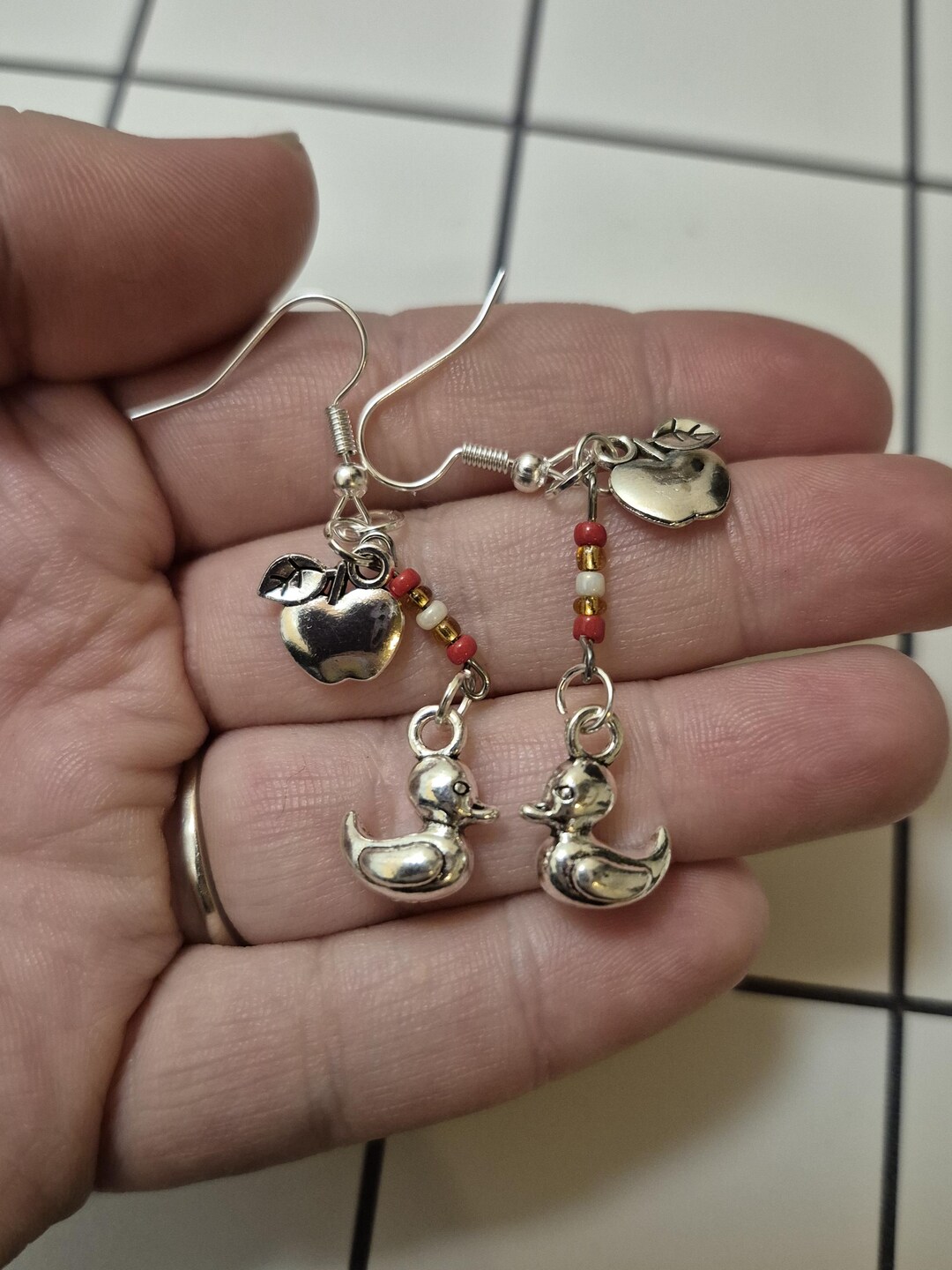 Ruler of Hell Apple and Duck Beaded Earrings, Hazbin Hotel Inspired ...