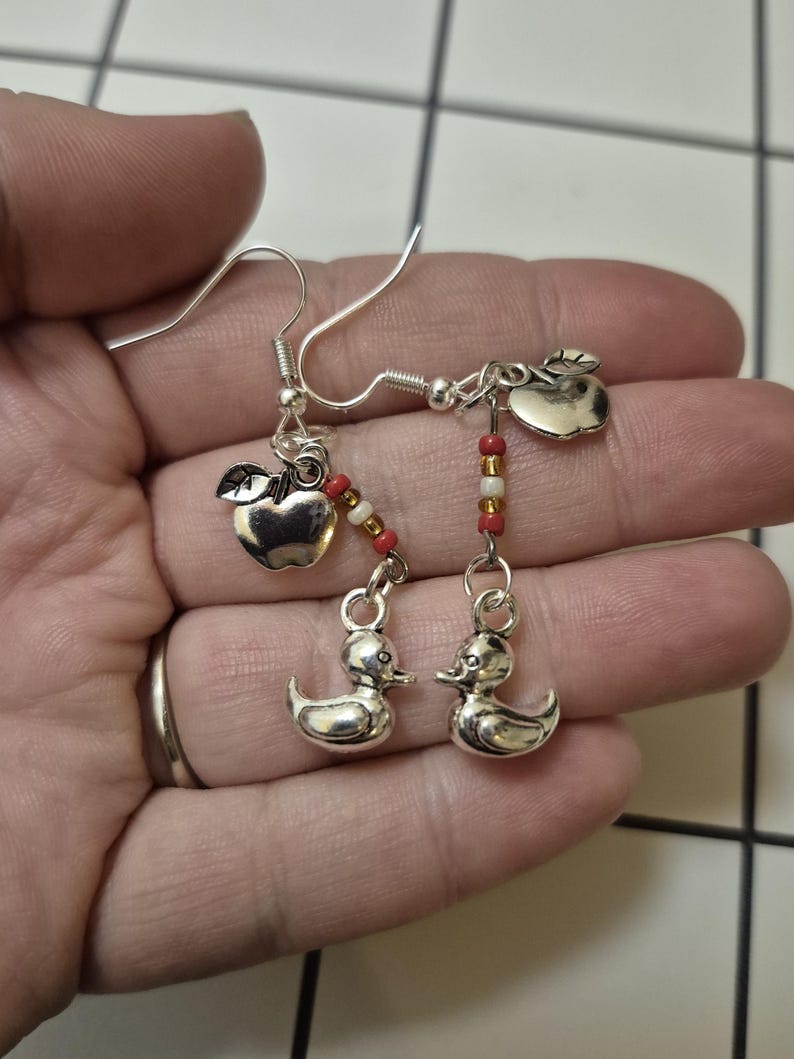 Ruler of Hell Apple and Duck Beaded Earrings, Hazbin Hotel Inspired ...