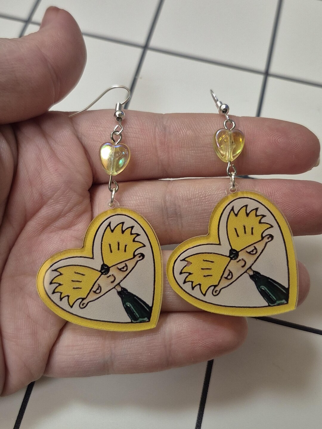 Hey Arnold Inspired Heart Locket Earrings, 90s Cartoon Statement ...