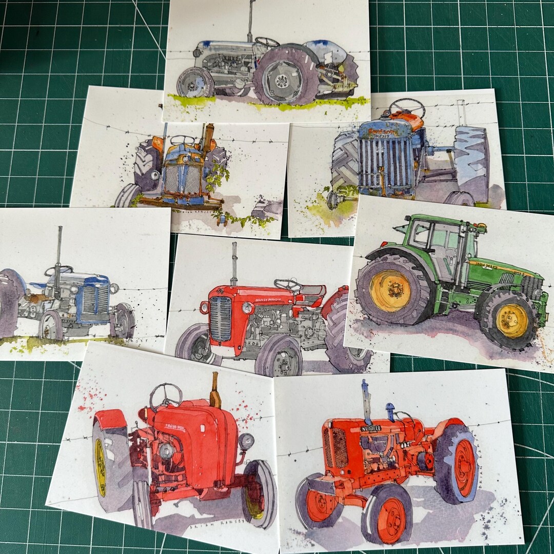 Tractor Art Cards - Etsy