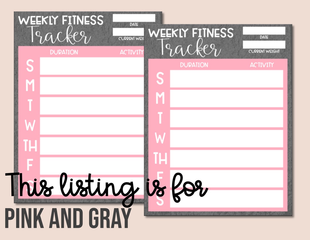 Weekly Fitness Tracker Pink and Gray- Printable, Digital - Etsy UK