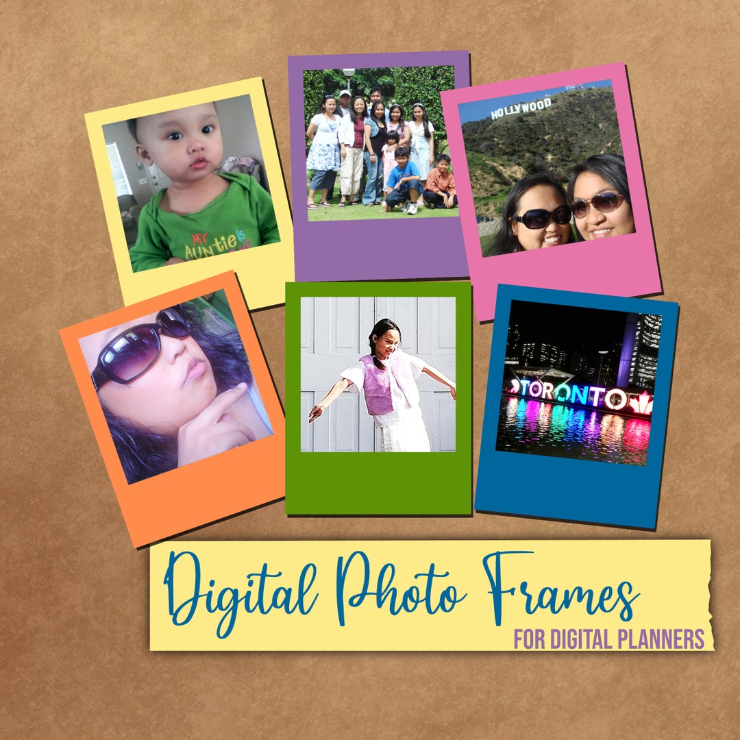Digital Planner Stickers- Digital Photo Frames in Bright Colors, for ...
