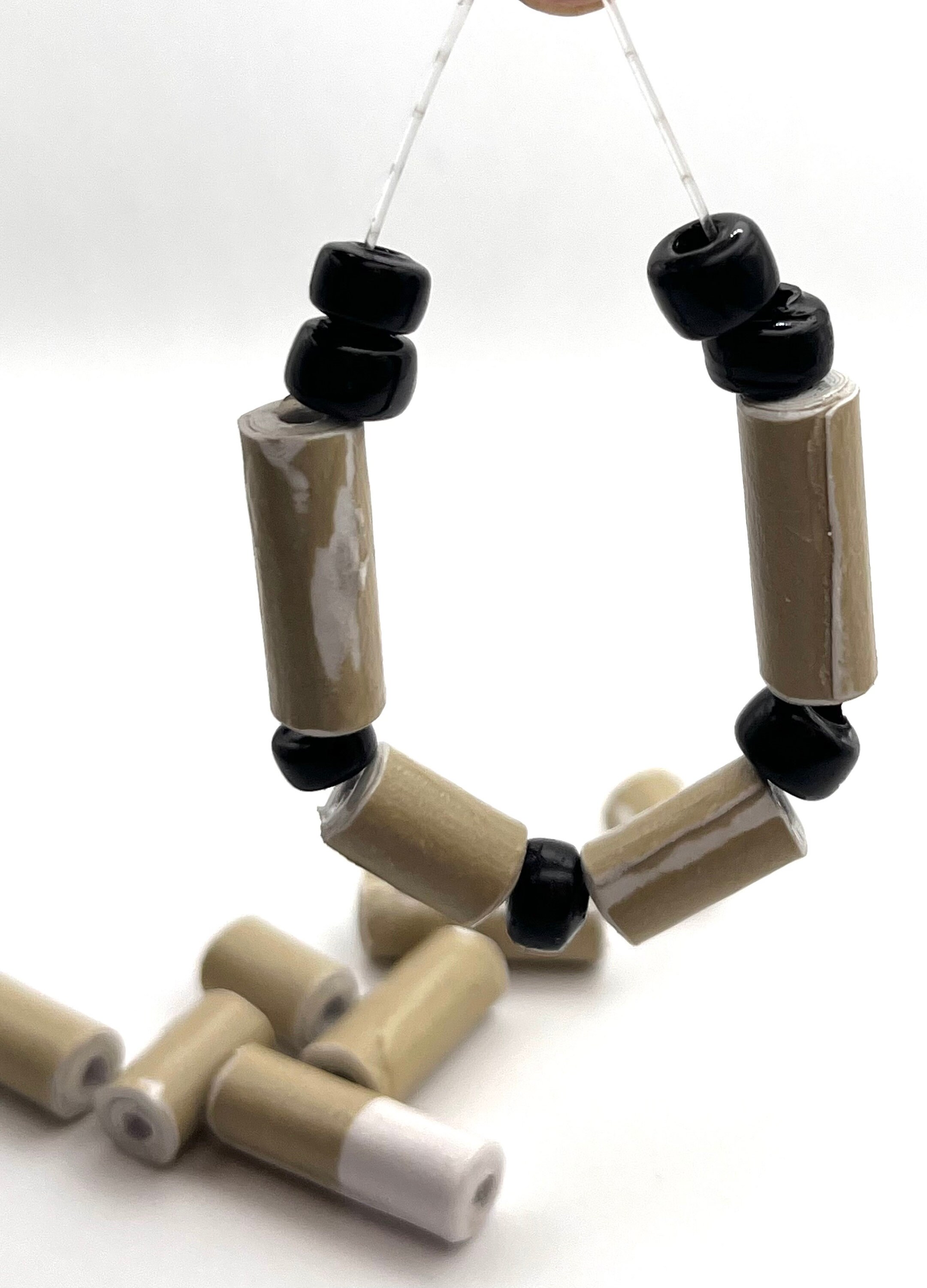 Neutral Paper Beads Set of 20-hand Rolled Recycled Paper Beads-boho ...