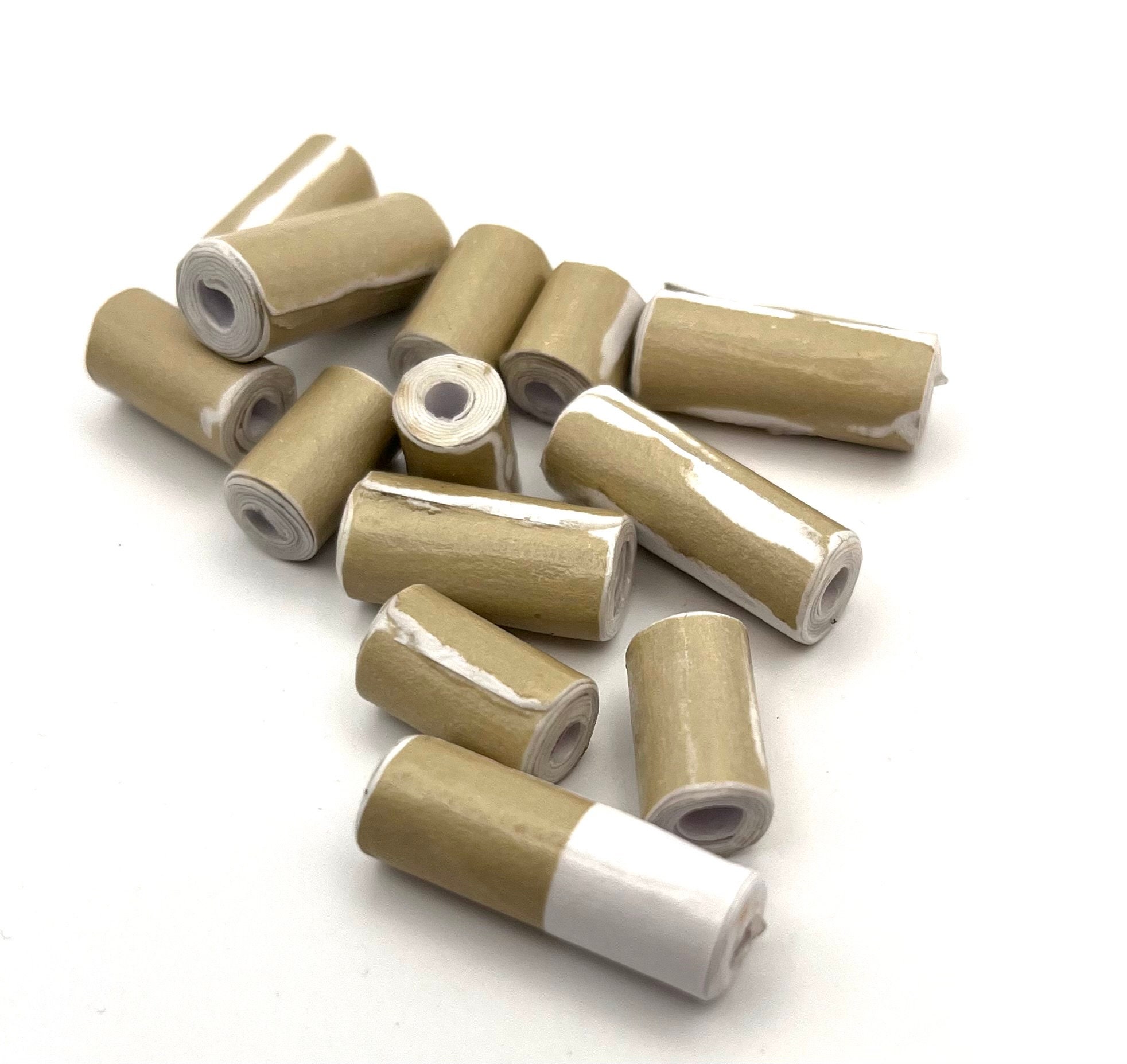 Neutral Paper Beads Set of 20-hand Rolled Recycled Paper Beads-boho ...