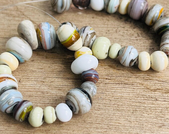 Set of 30 Handmade Glass Beads – Marble Stone Look, Beach Inspired - Etsy
