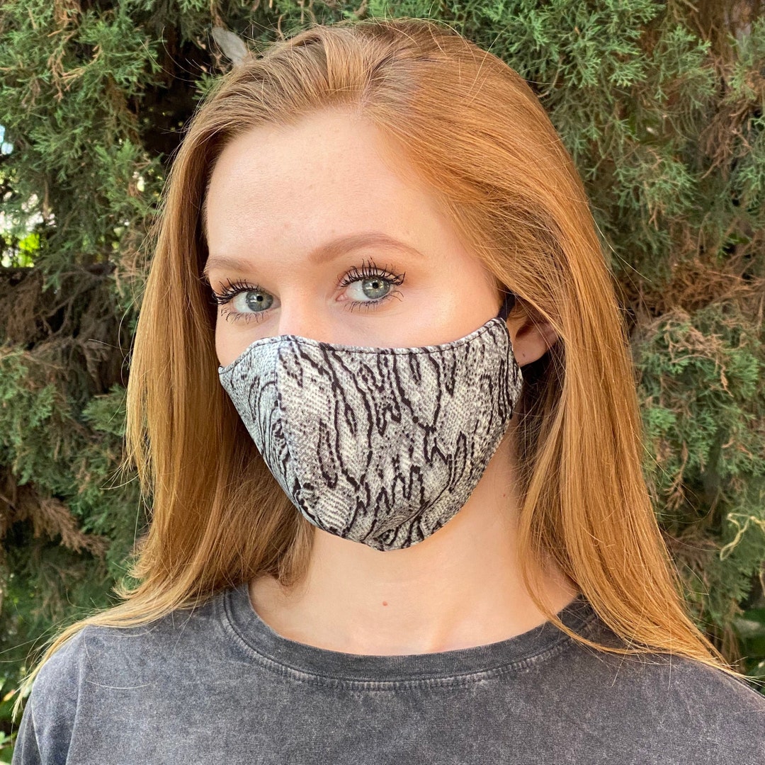 Stretchable Snake Print Face Mask With Inside Filter, Washable ...