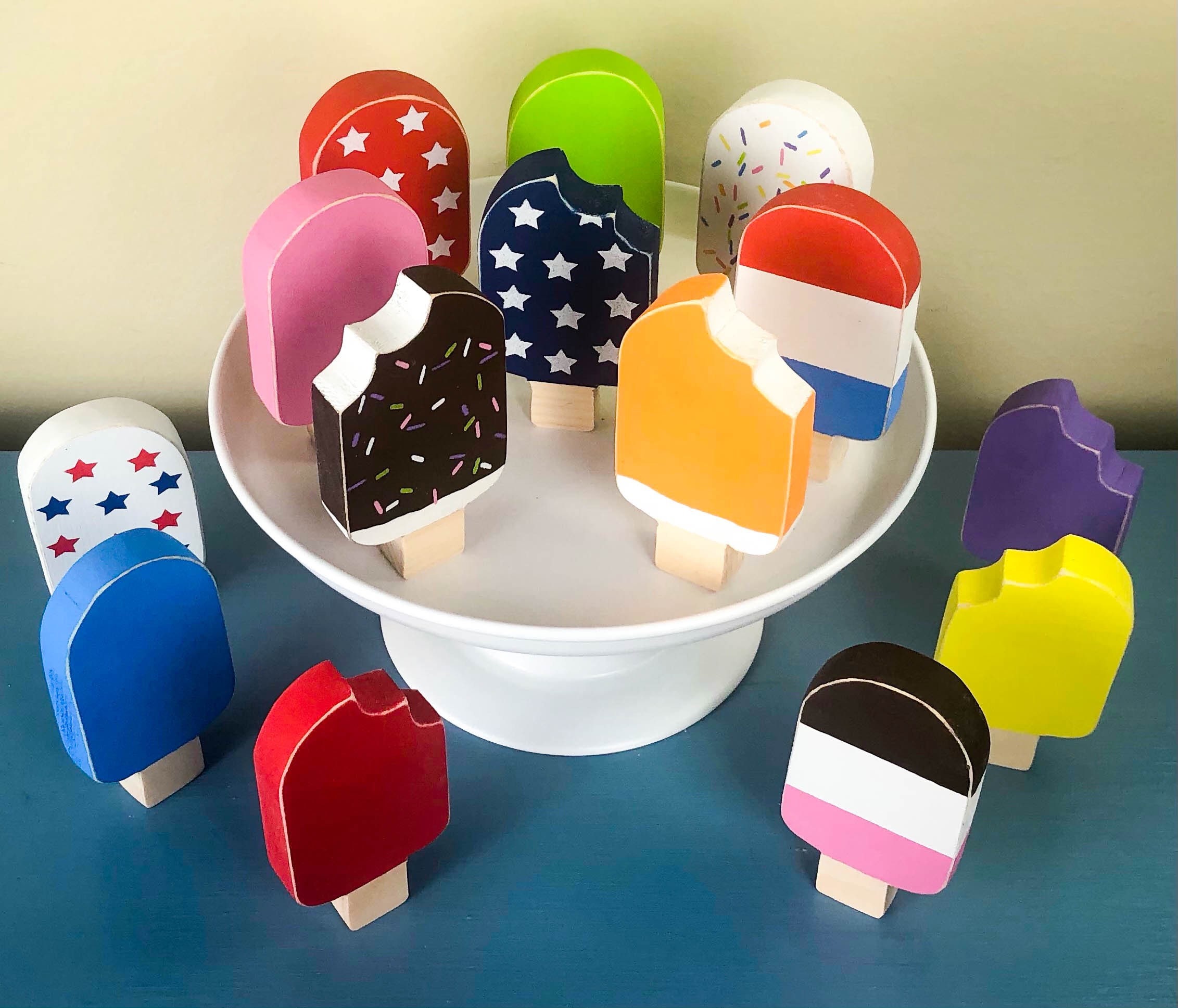 Wood Popsicle Décor, Ice Cream, Summer Décor, 4th of July Décor, Tiered ...