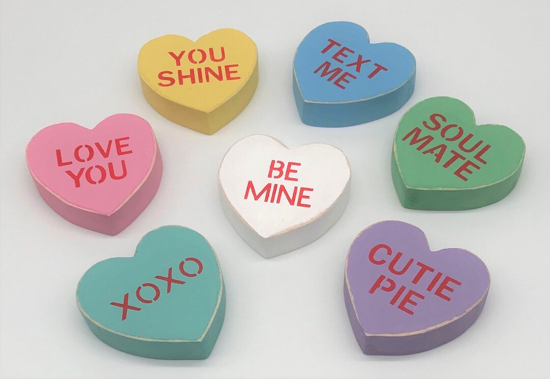 Custom Hand Painted Wood Conversation Hearts, Valentine's Day Gift - Etsy