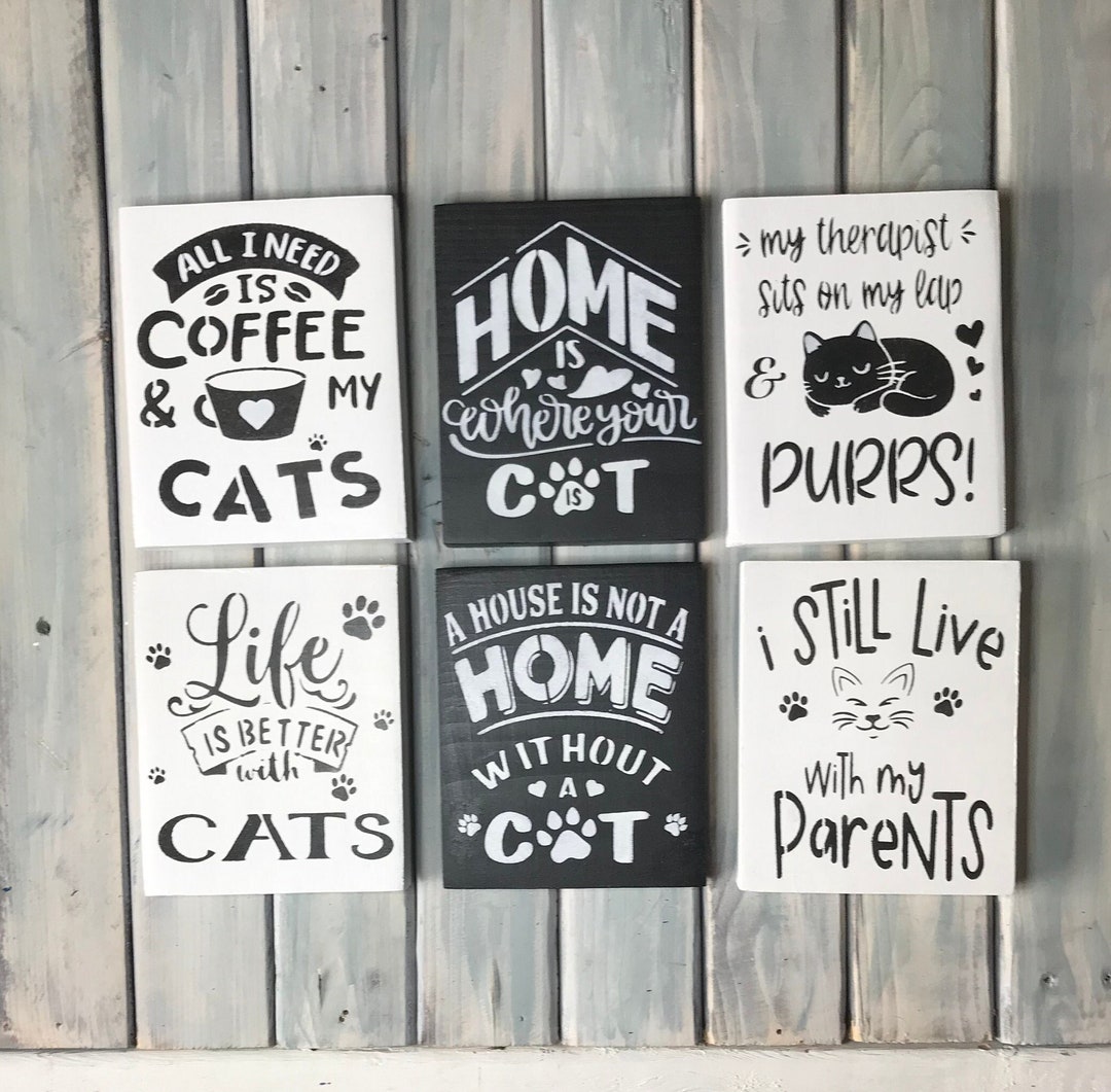 Farmhouse Wooden Cat Signs, Tiered Tray Decor, Shelf Sitter - Etsy