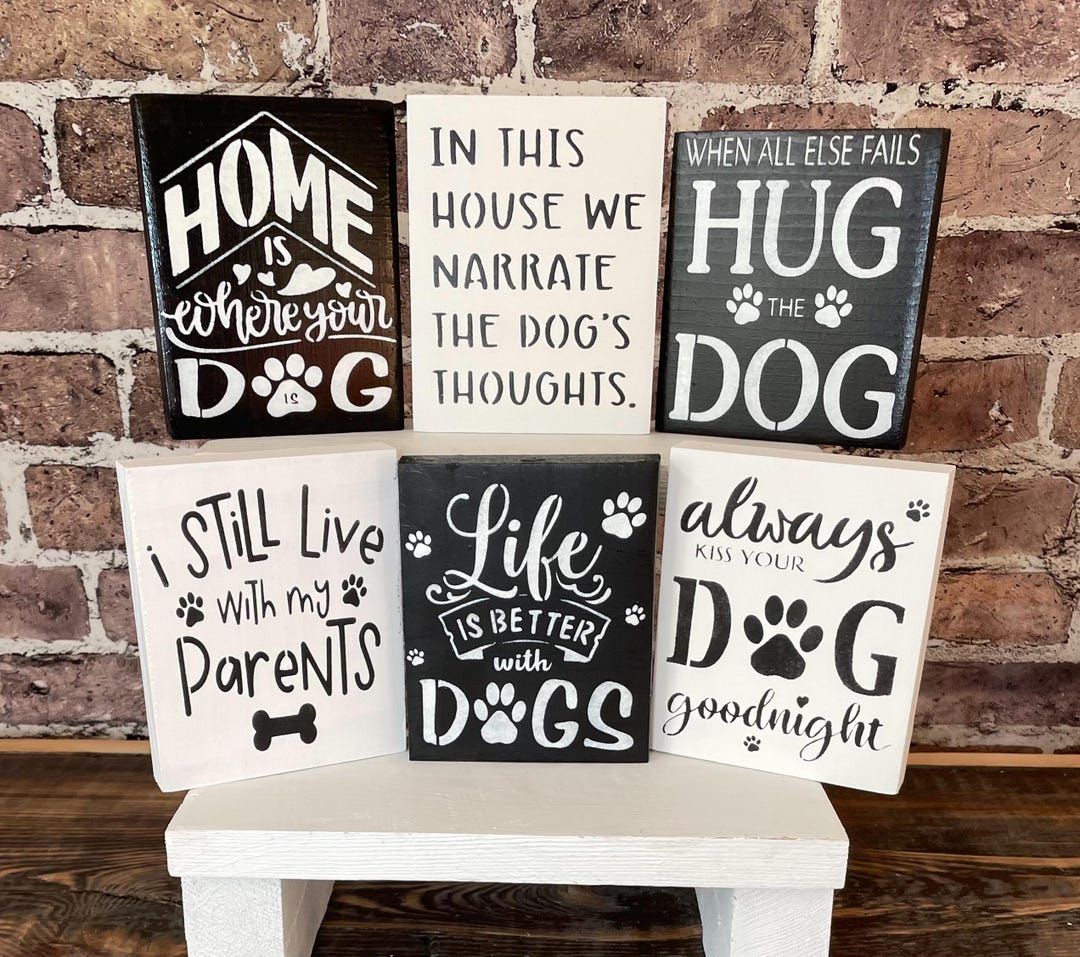 Farmhouse Wood Dog Sign, Stenciled Home Decor - Etsy