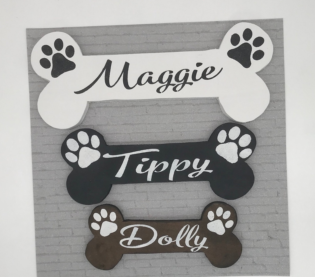 Custom Wood Dog Sign, Personalized Bone Sign, Dog Home Decor, Farmhouse ...