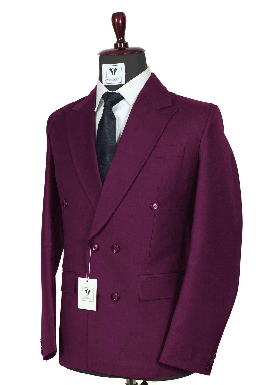 Dark Magenta Double-breasted Men's Suit | Bold Slim Fit Blazer & Pants ...