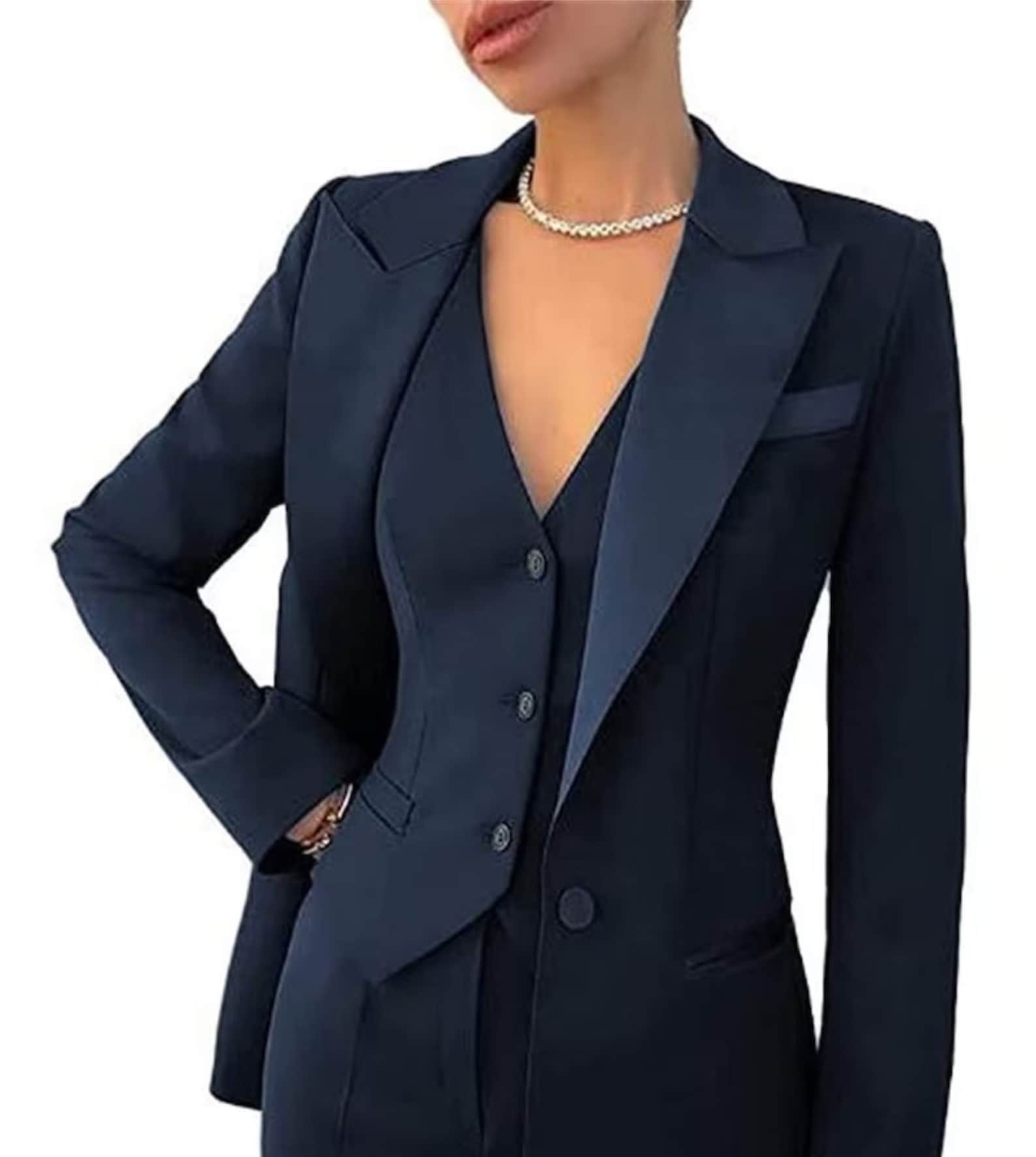 Women Three Piece Suit in Satin in Blue Color/blue Color/two Piece Suit ...