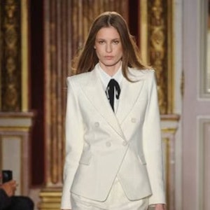 Women Double Breasted Two Piece Wedding Wear Suit in White Color/white ...