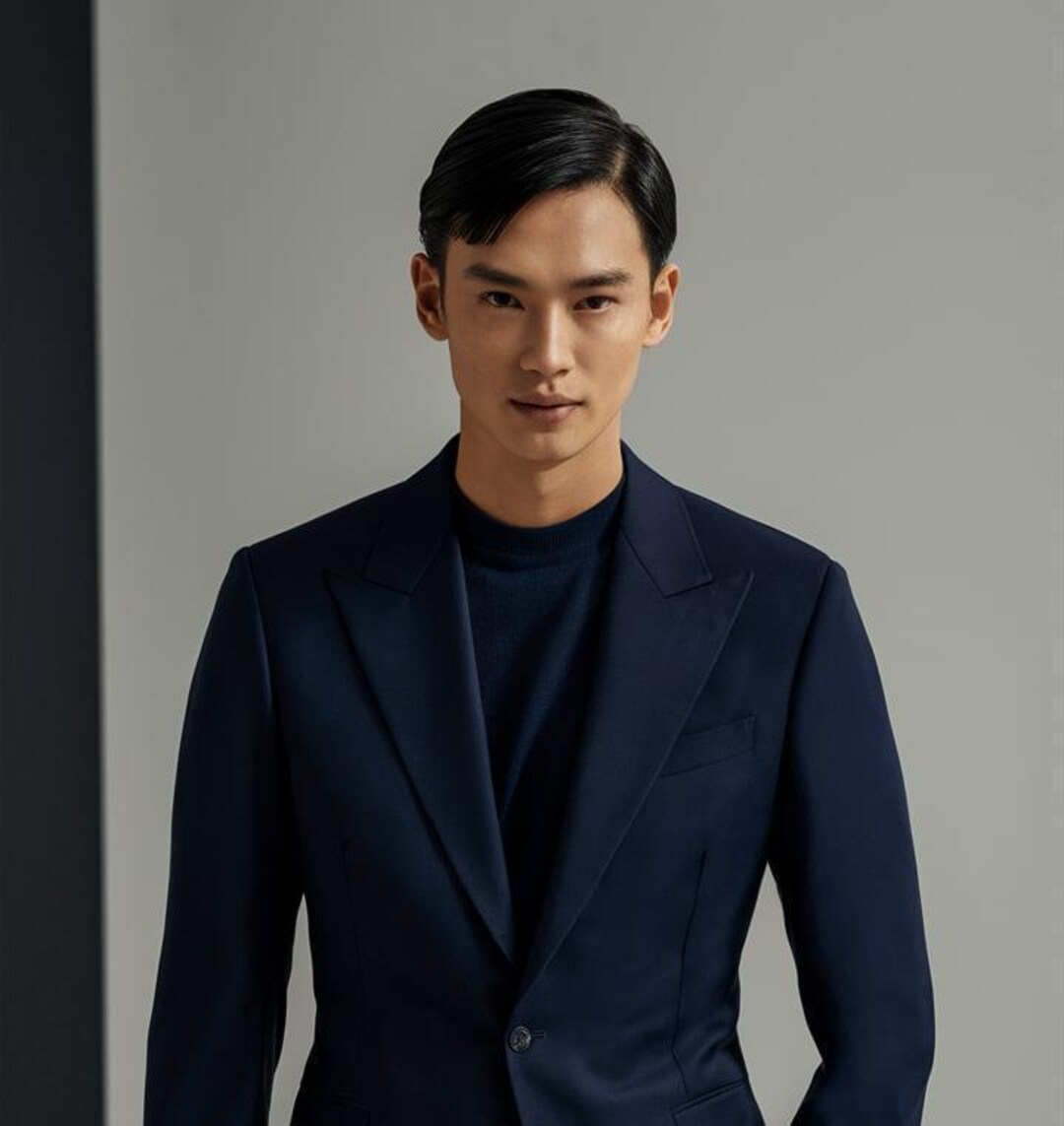 Men Navy Blue Slim Fit Suits Two Piece Navy Blue Men's Suit for Wedding Engagement Suits Formals ...