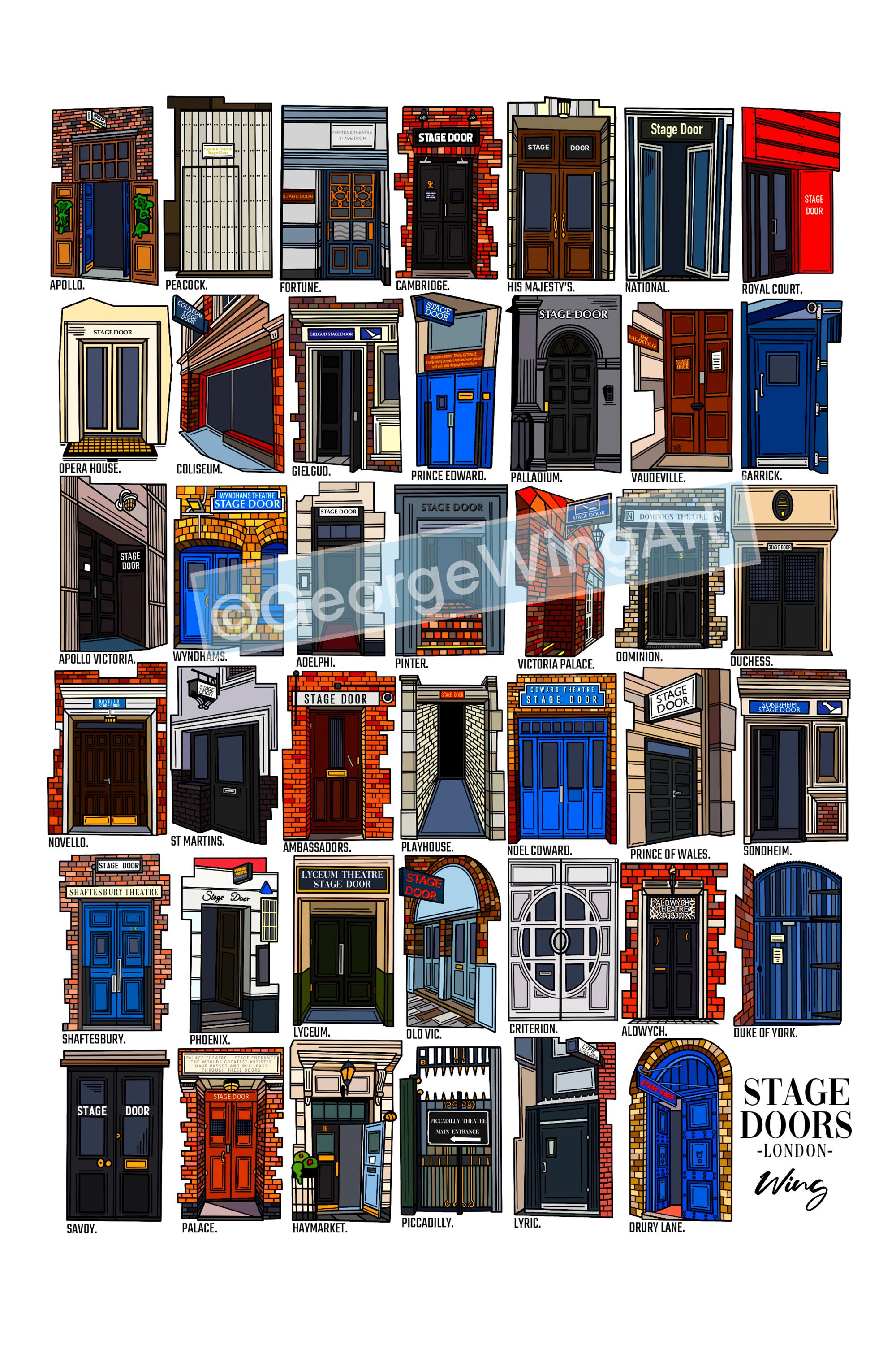Stage Doors Theatre Print. PRINTABLE DIGITAL DOWNLOAD. Musical Theatre ...