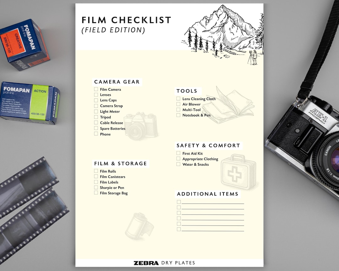 Film Photography Checklist – Field Edition | Editable, 120, 35mm Film ...