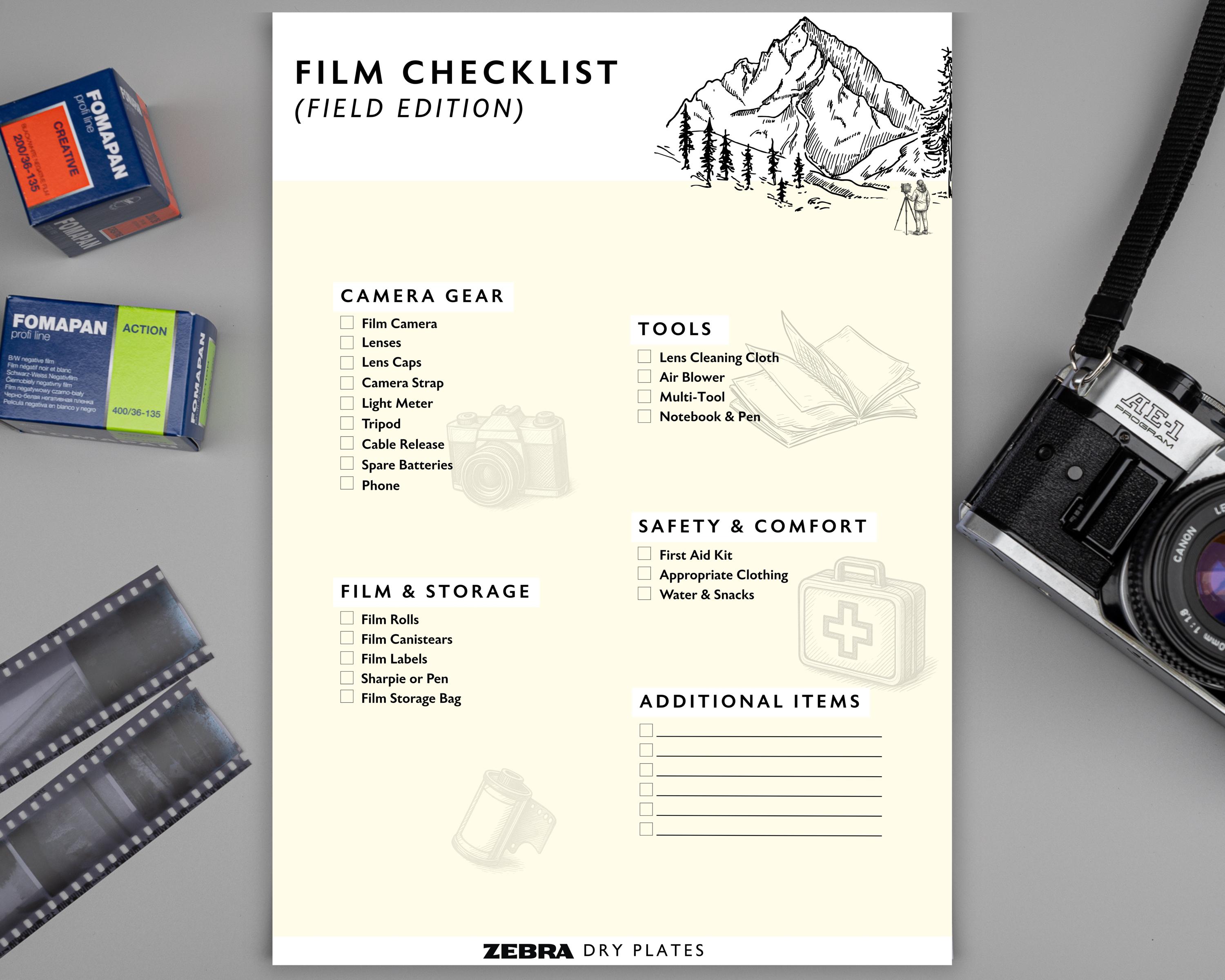 Film Production Equipment Checklist