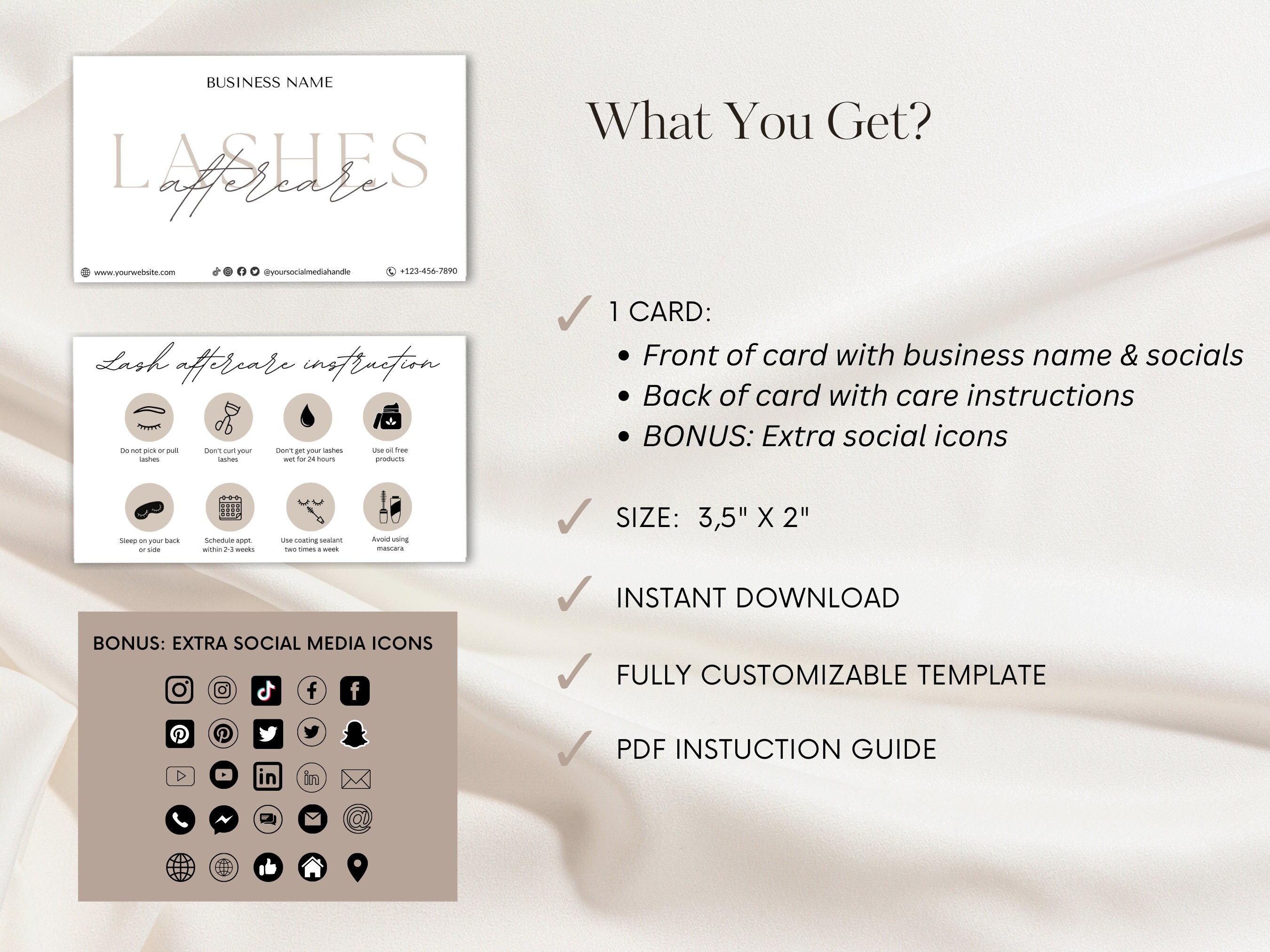Lash Aftercare Card | Editable Lash Extension Care Card | Lash Business ...