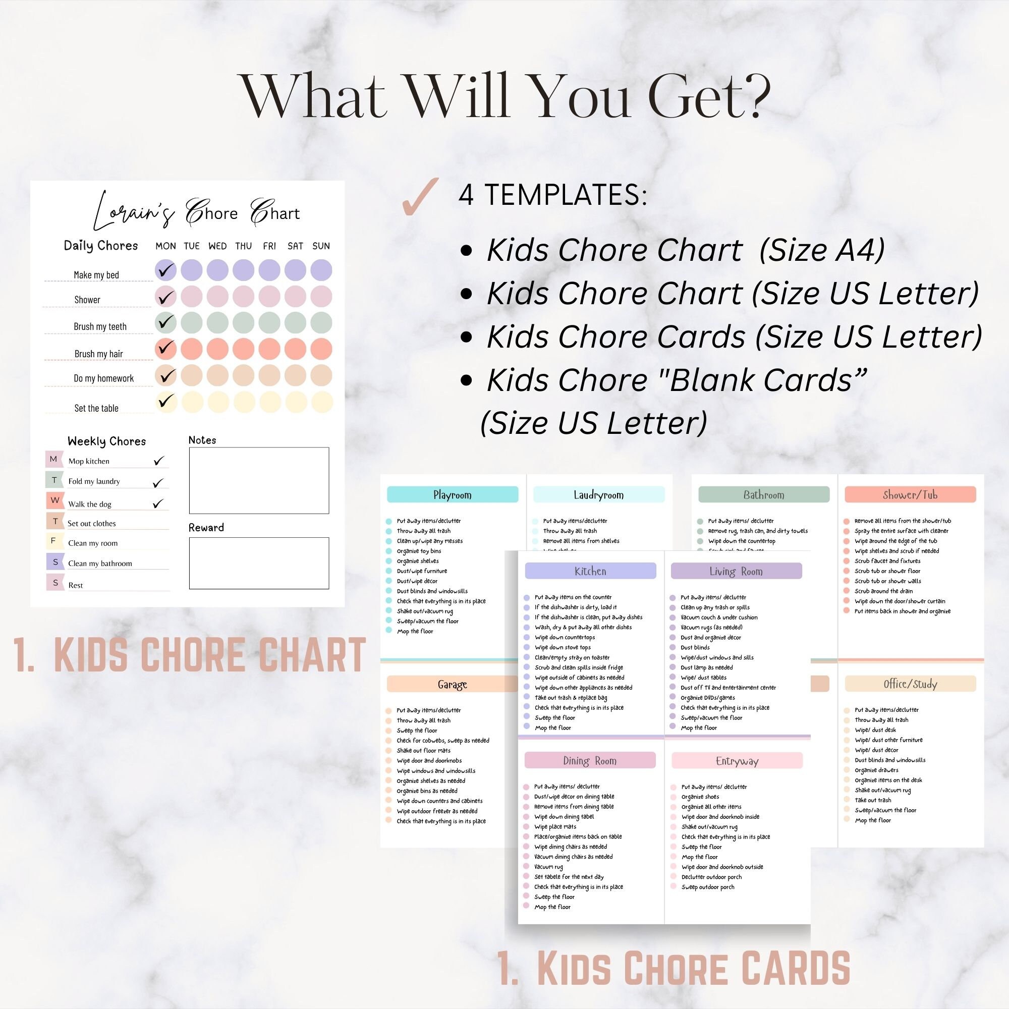 Editable Chore Chart Bundle for Kids | Cleaning Checklist | ADHD ...