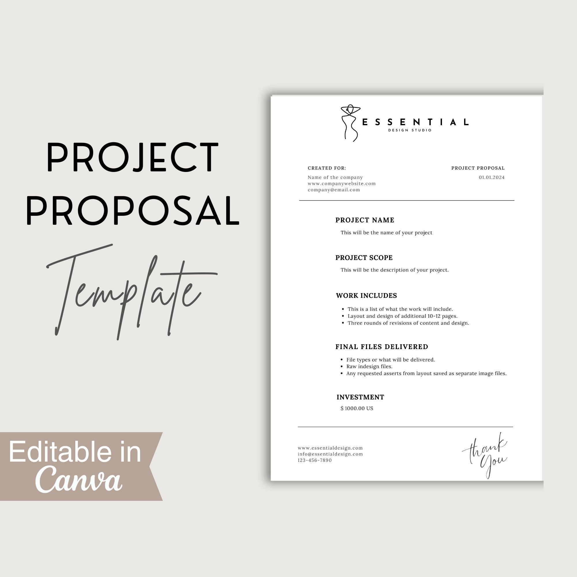 Minimal Proposal Template | Professional Proposal | Project Proposal ...
