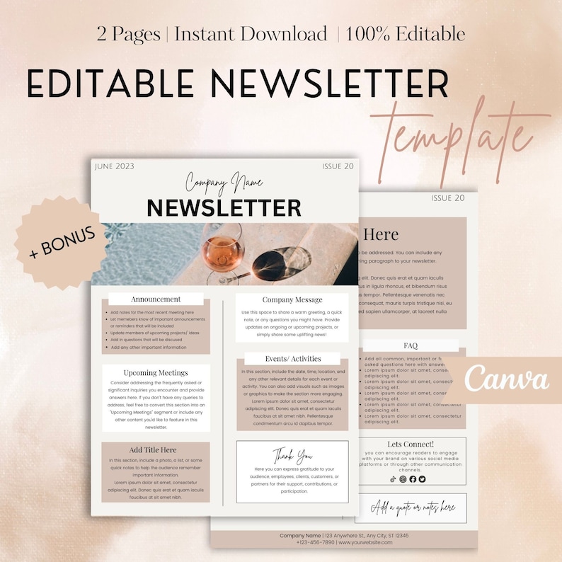 Editable Newsletter Template, Email Newsletter Template | Newsletter ...